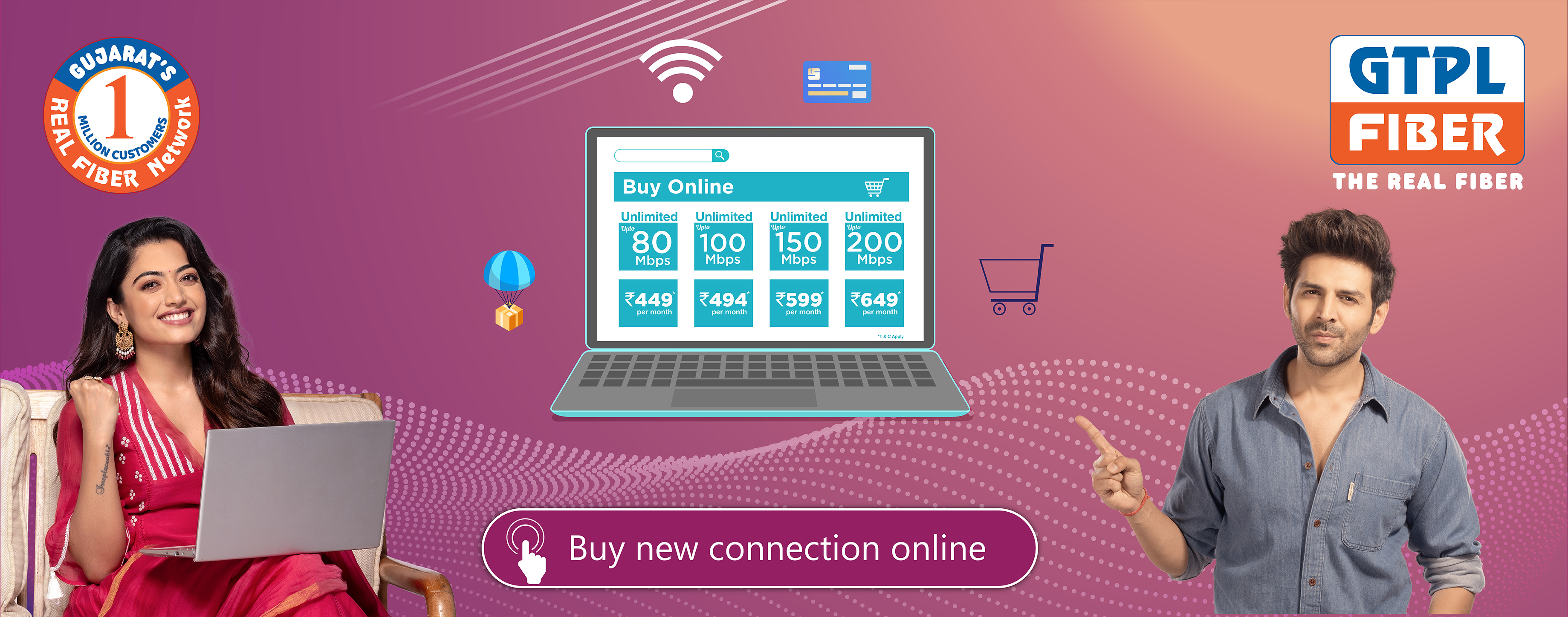 Buy High Speed Broadband Connection with GTPL Fiber